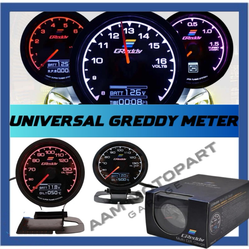 METER GREDDY 2 IN 1 MUTLI DA GAUGE / METER WITH 7 COLOR ( WATER TEMP / VACCUM / TURBO / RPM ...