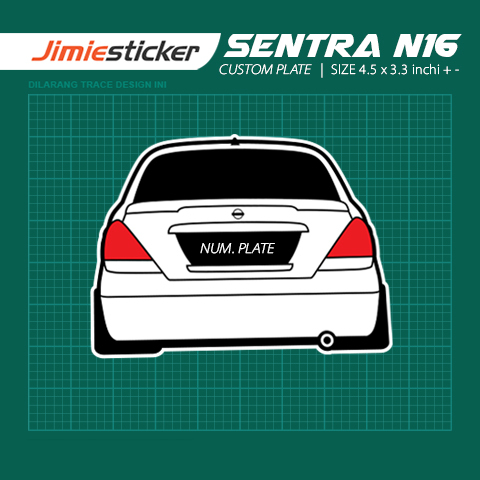 Sticker Kereta Nissan Sentra N16, Sticker Belakang, Custom Sticker, Car ...