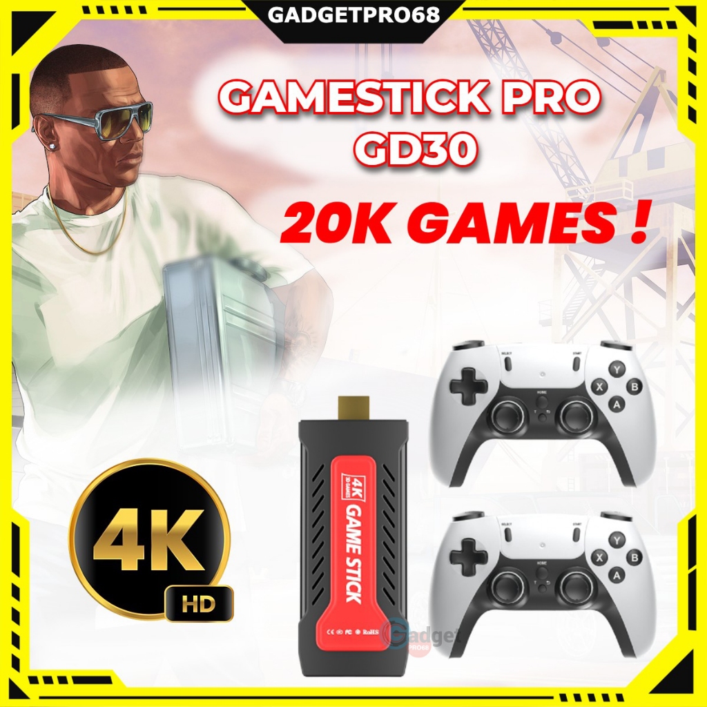 GD30 Portable TRUE 4K TV Video Retro Game Console 2.4G Wireless Controller Game Stick Built-in ...