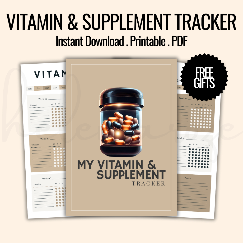 Vitamin & Supplement Tracker Printable PDF, Planner Book, Health ...