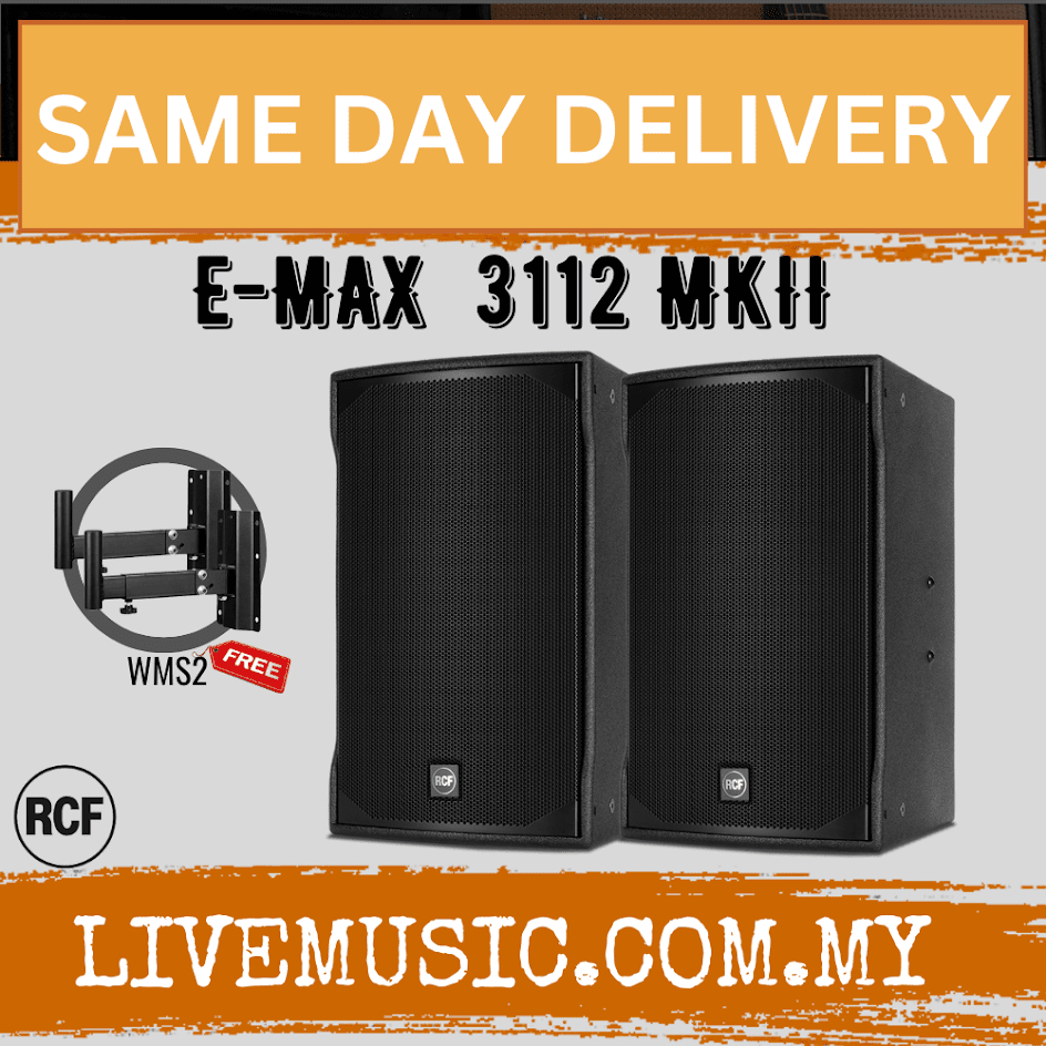 RCF E-MAX 3112 MKII HIGH POWER TWO-WAY SPEAKER WITH SPEAKER STAND AND CABLE ( EMAX3112 / E MAX ...