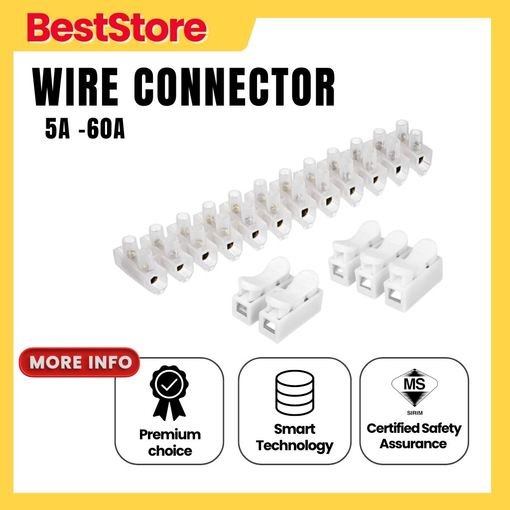 12 Way PVC Wiring Connector Terminal Block Wire Connector Penyambung ...
