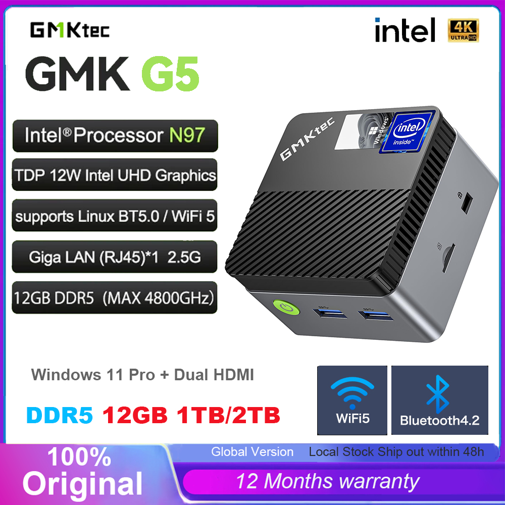 GMKtec G5 Mini PC Intel 12th N97 Windows 11 Pro Desktop DDR5 12GB 512GB WiFi BT5.0 Protable Mini ...