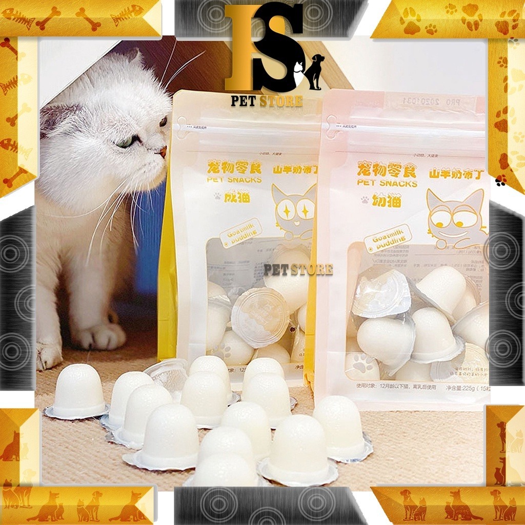 [15 Pcs x 15g] BOTH Goat Milk Pudding Cat Dog Treat Cat Snack Cat Food ...