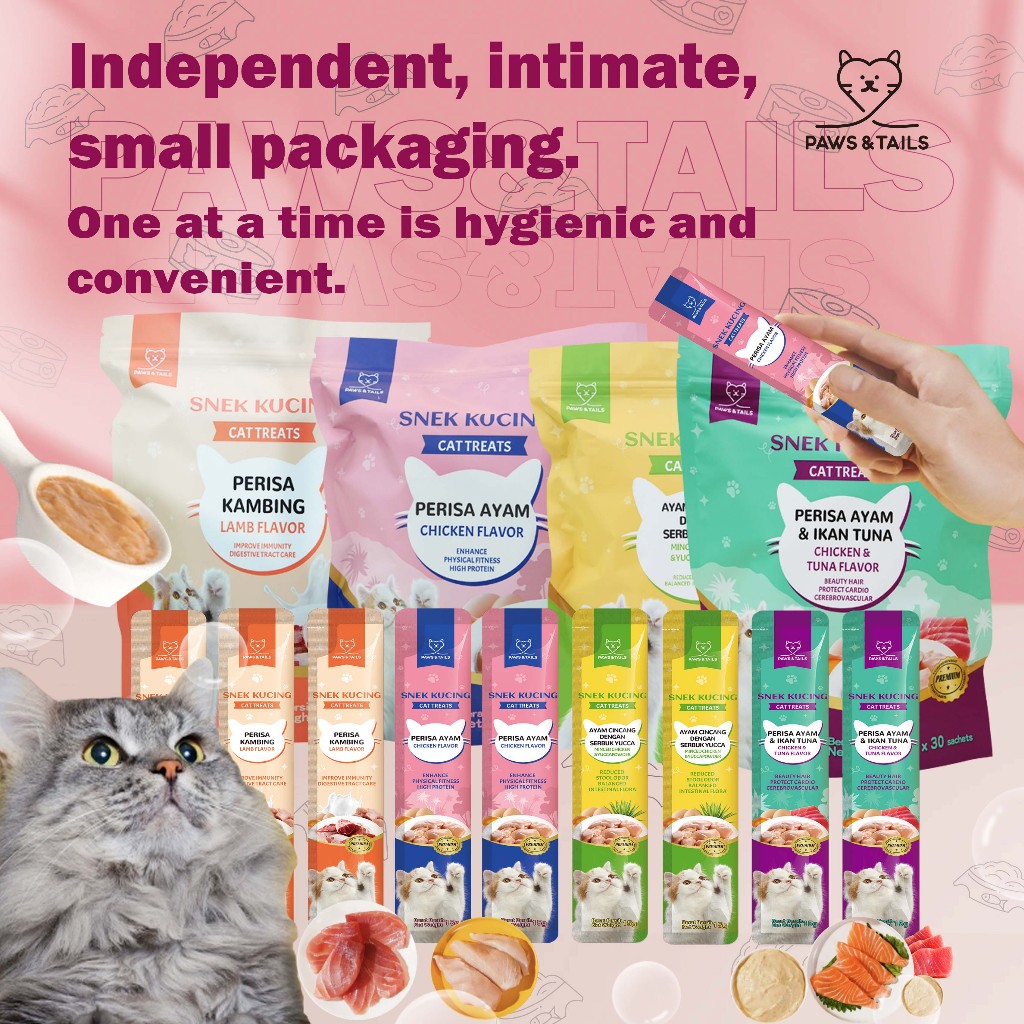 【PAWS&TAILS】1pack (30pcs) Premium Nutritious Functiona Cat Stick Snack ...