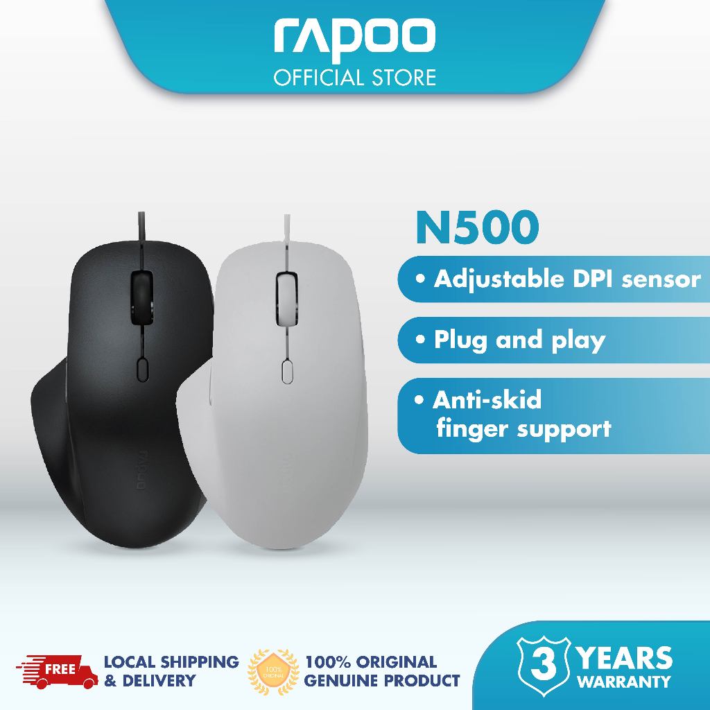 Rapoo Wired Optical Mouse N500 | Shopee Malaysia