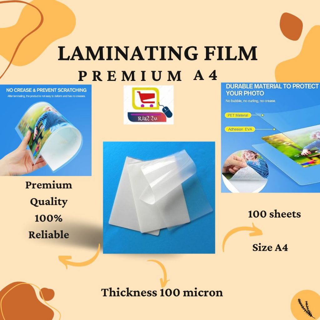 A4 LAMINATING FILM / LAMINATE FILM / LAMINATE PAPER (100 micron ...