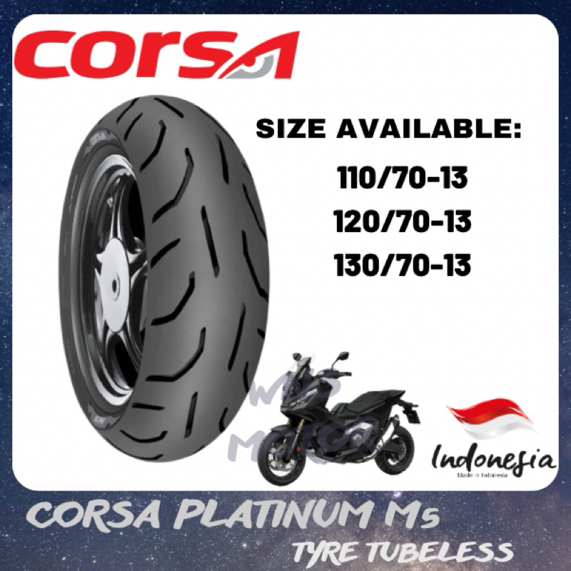 TAYAR CORSA PLATINIUM M5 YAMAHA NMAX155 TUBELESS 13" 13"INCH 110/70 ...