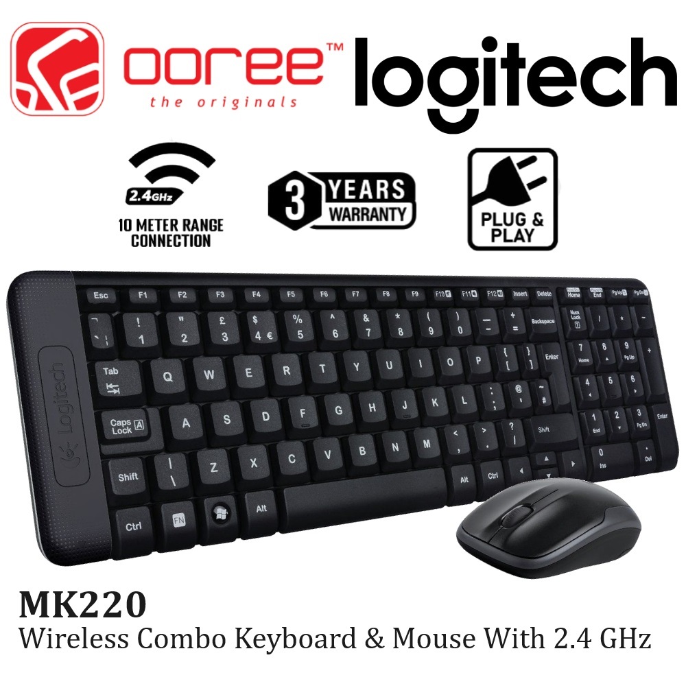 LOGITECH COMBO DESKTOP MK220 ADVANCED 2.4 GHZ WIRELESS KEYBOARD AND ...