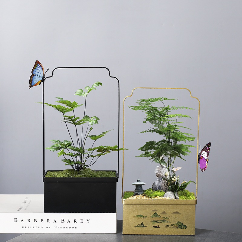 BMC Simple Modern Creative Rectangular Iron Art Flower Pot Indoor Money ...