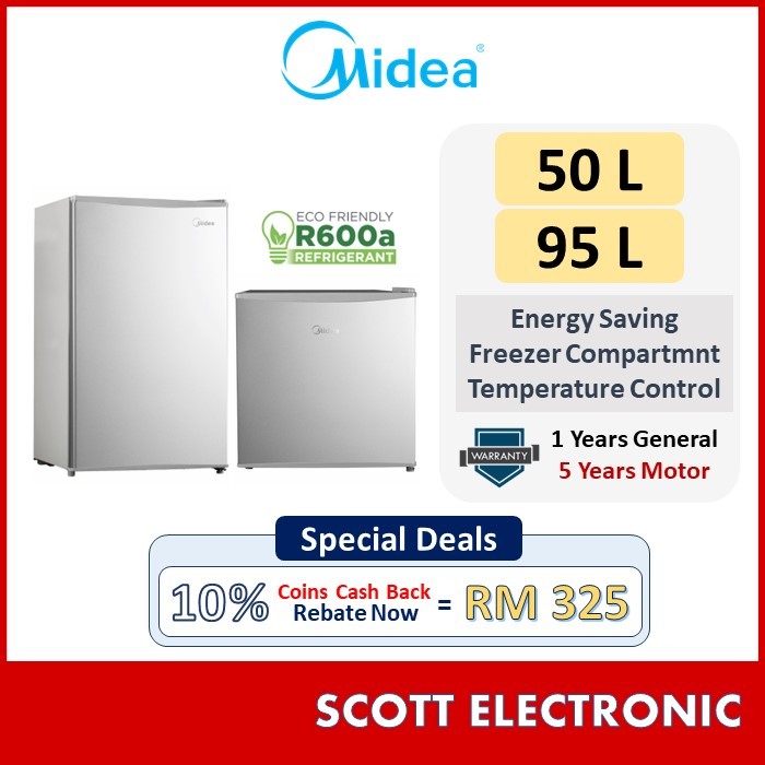 Midea 50L 95L Mini Bar Refrigerator Single Door Fridge MDRD86FGG ...