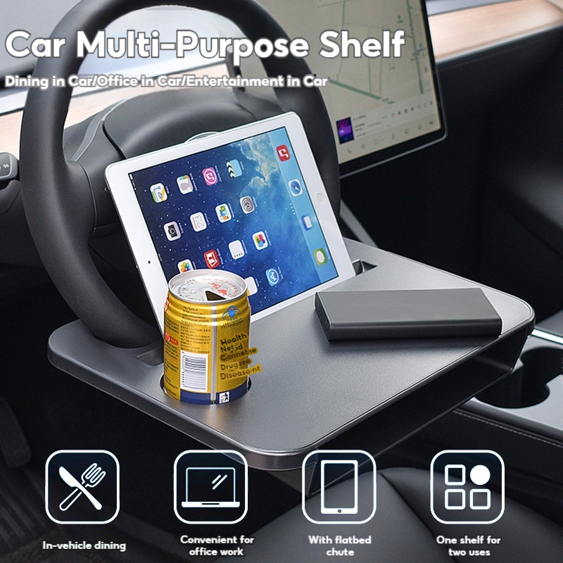 Foldable Car Food Tray With Bottle Cup Holder Steering Wheel Table Car ...