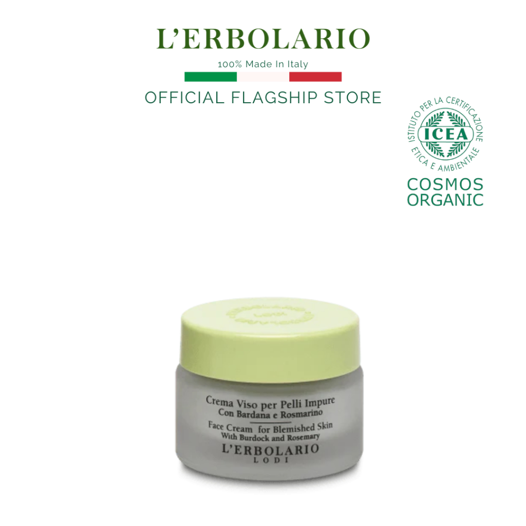 L'erbolario Burdock & Rosemary Face Cream 30ml for Blemished Skin ...