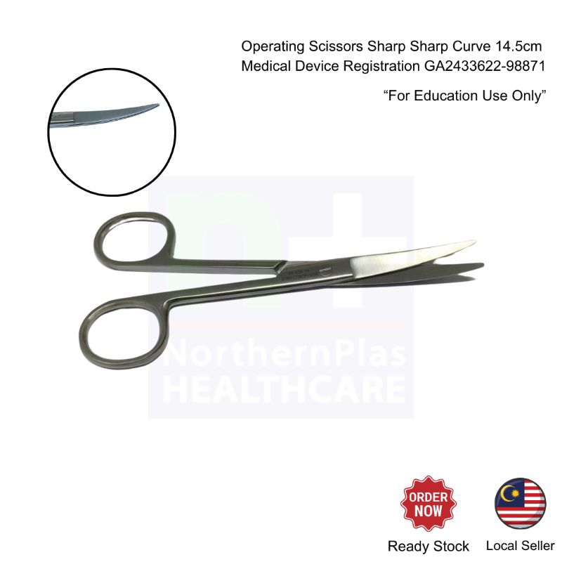 Surgical Operating Scissors Sharp/Sharp Curve 14.5cm | Shopee Malaysia