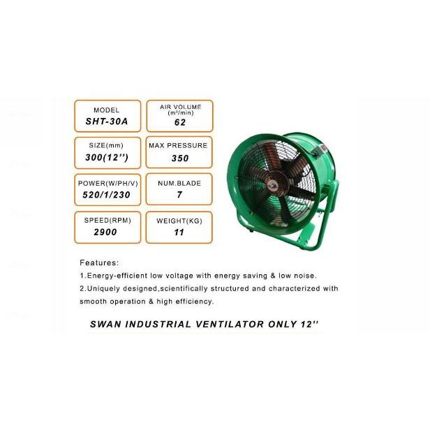 SHT30-A 12" SWAN 300MM Portable Ventilation Fan C/W Stand | Shopee Malaysia