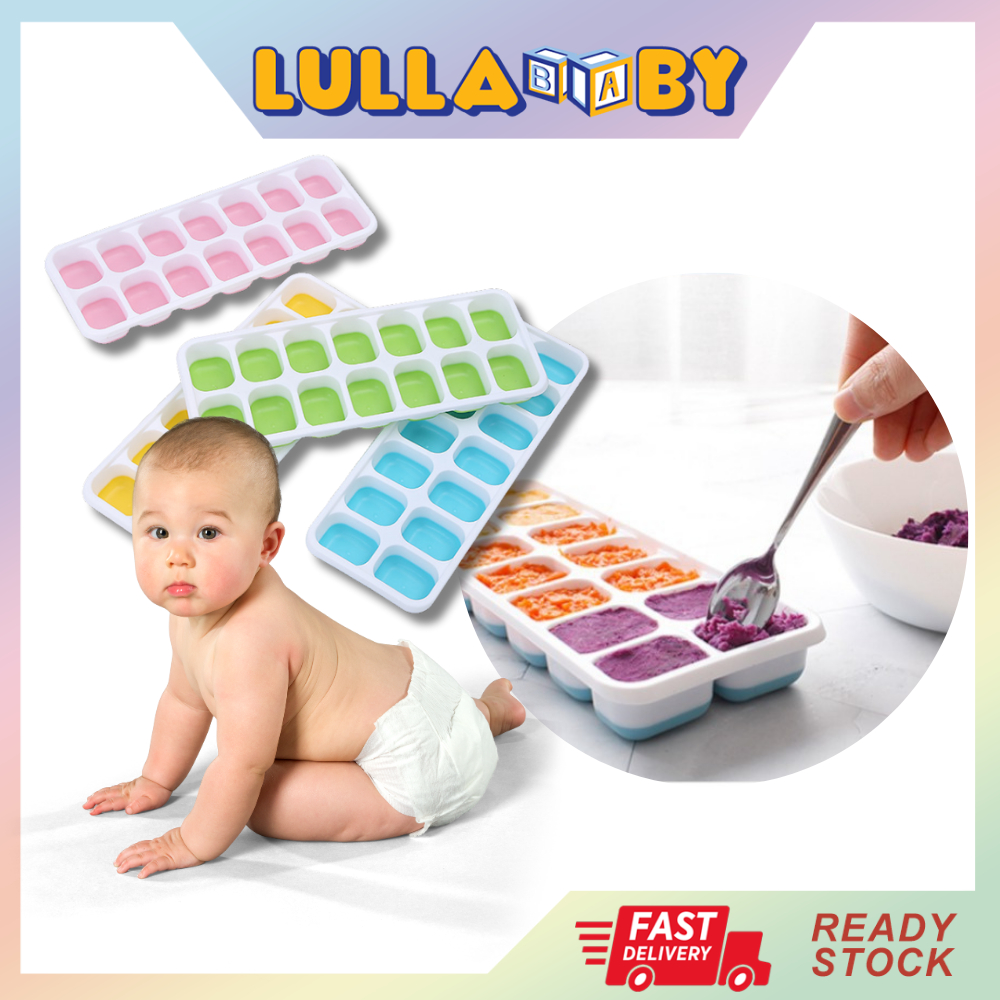 🔥READY STOCK🔥14 Holes Silicone Ice Cube Tray Baby Food Puree Mold Ice ...