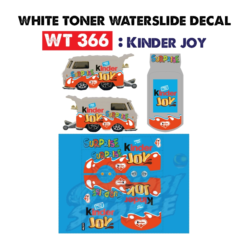 KINDER JOY Decals Hotwheels Tomica 1:64 diecast custom white toner ...