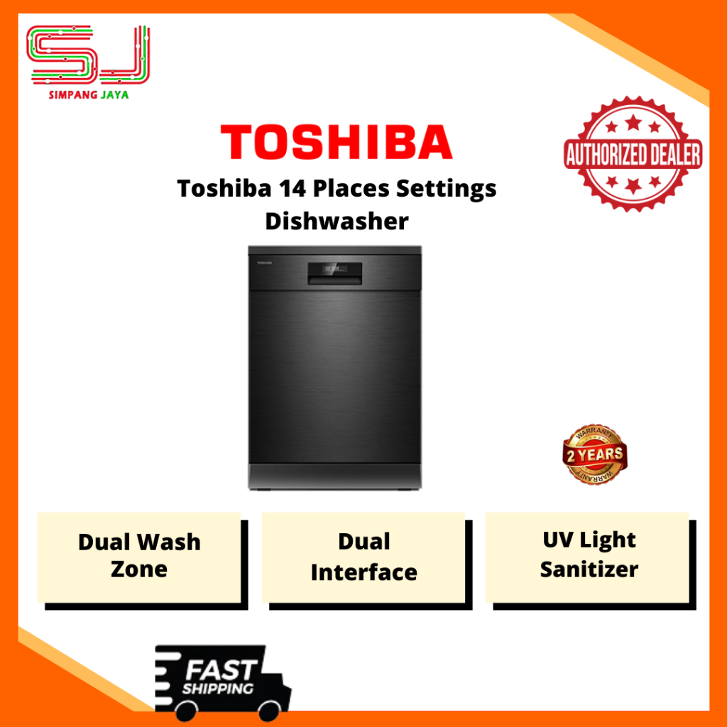 Toshiba Free Standing 14 Places Settings Dishwasher | 1760W | Dual Wash ...