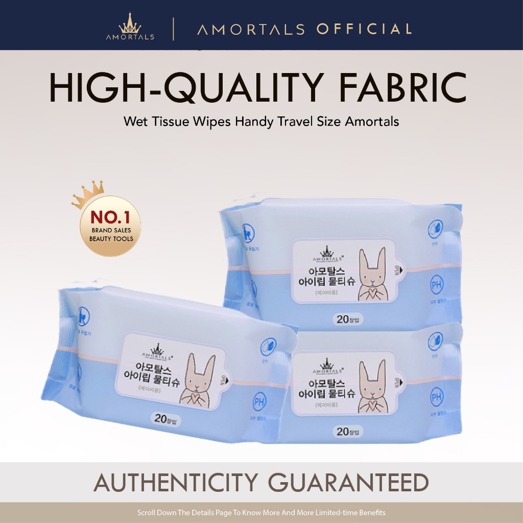 AMORTALS Wet Tissue Wipes Handy Travel Size 尔木萄抽取式湿纸巾便携婴儿成人可用 | Shopee ...