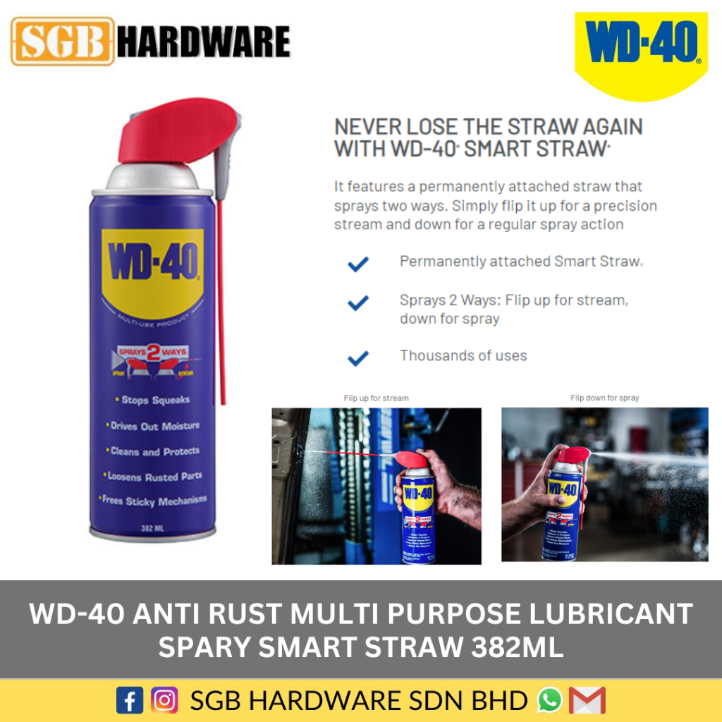 WD40 Smart Straw Multi-use Product 382g Multi Purpose Lubricant | WD40 ...