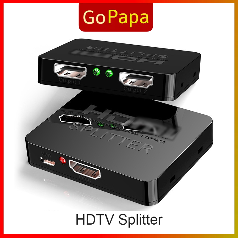 HDTV Splitter 1 In 2 Out 1080P Full HD Bypass HDCP Displays Switch TV ...