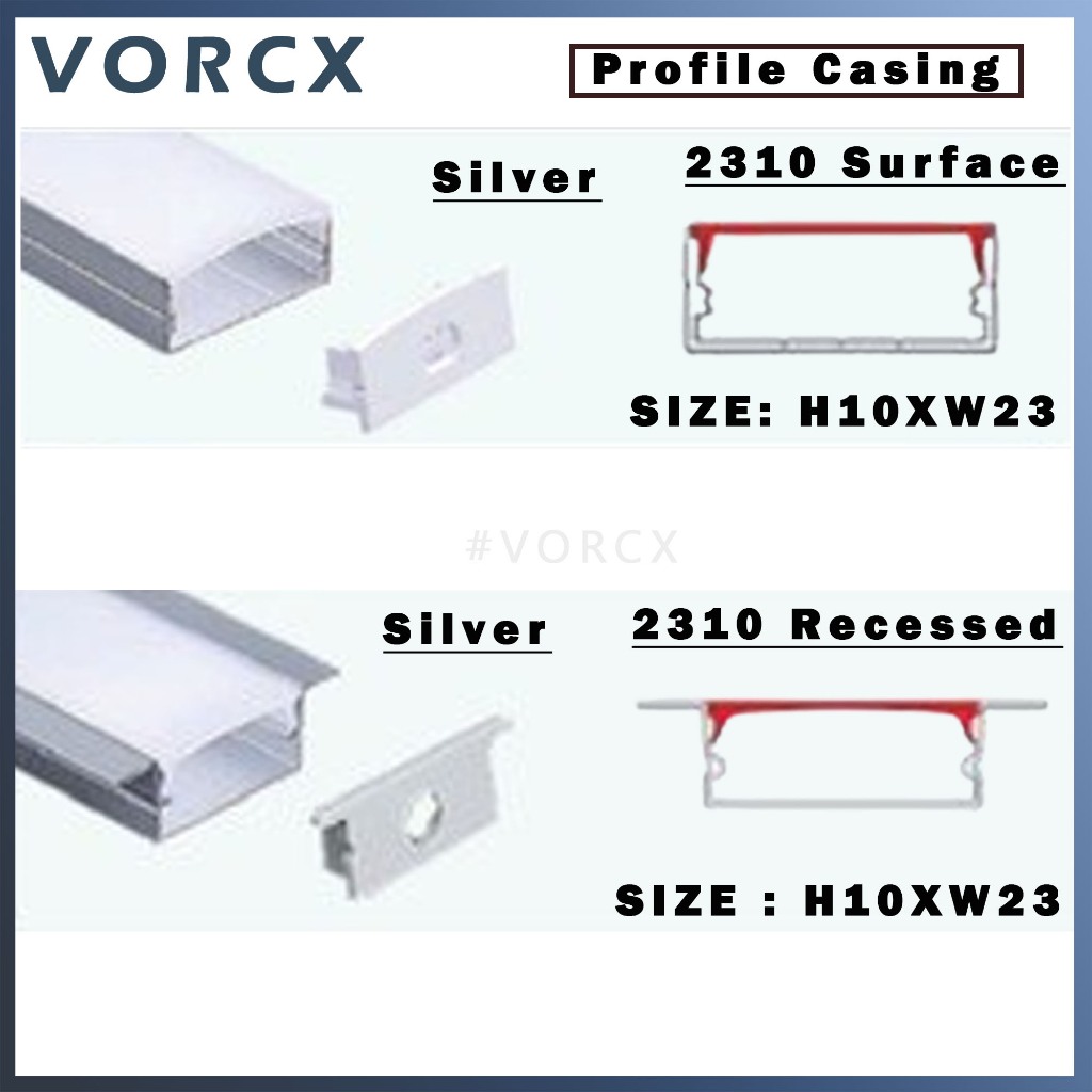 Aluminium Profile LED Strip Casing Diffuser Cover Housing 3Meter (Black ...