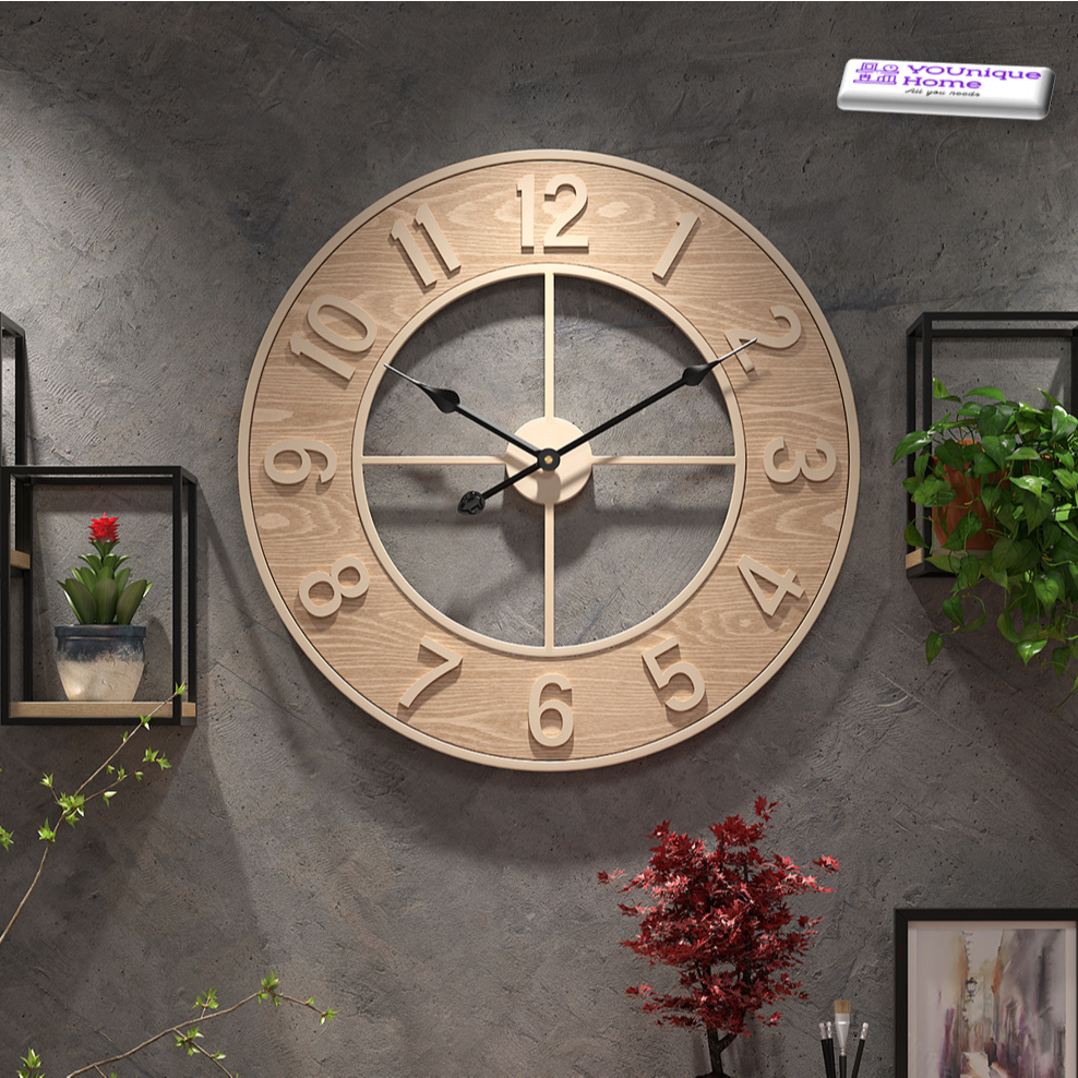 Vintage Large Wall Clock Retro Solid Design Creative Living Room Bar ...