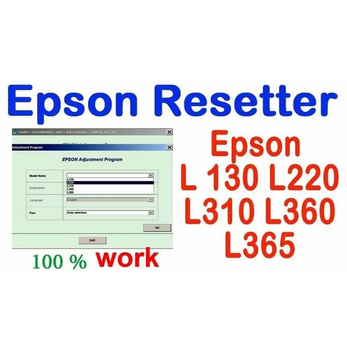 Epson Printer Resetter L130, L220, L310 L360, L365-latest updated 2024 ...