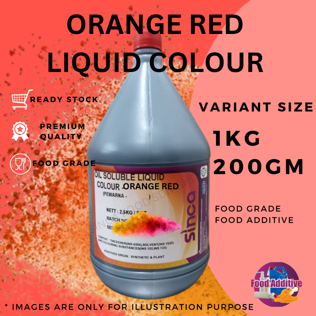 ORANGE RED Liquid Colour 200g / 1kg - FOOD GRADE | Shopee Malaysia