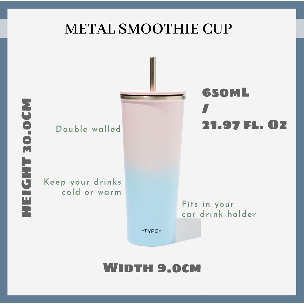 TYPO x Gudetama Tumbler / Typo Metal Smoothie Cup / Stainless Steel / Suitable Hot & Cold ...