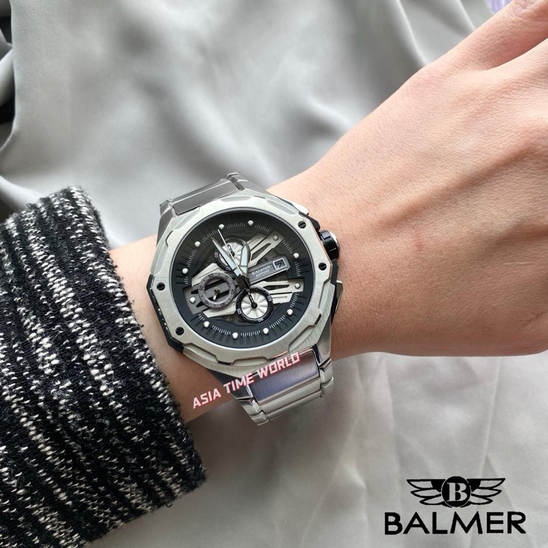 [Original] Balmer 8818G SS-4 Chronograph Sapphire Men's Watch with Black Dial Silver Stainless ...