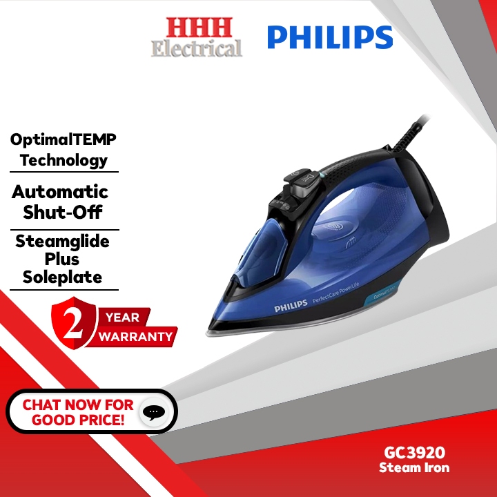 Philips 2500W Steam Iron GC3920 Seterika Stim with OptimalTEMP ...