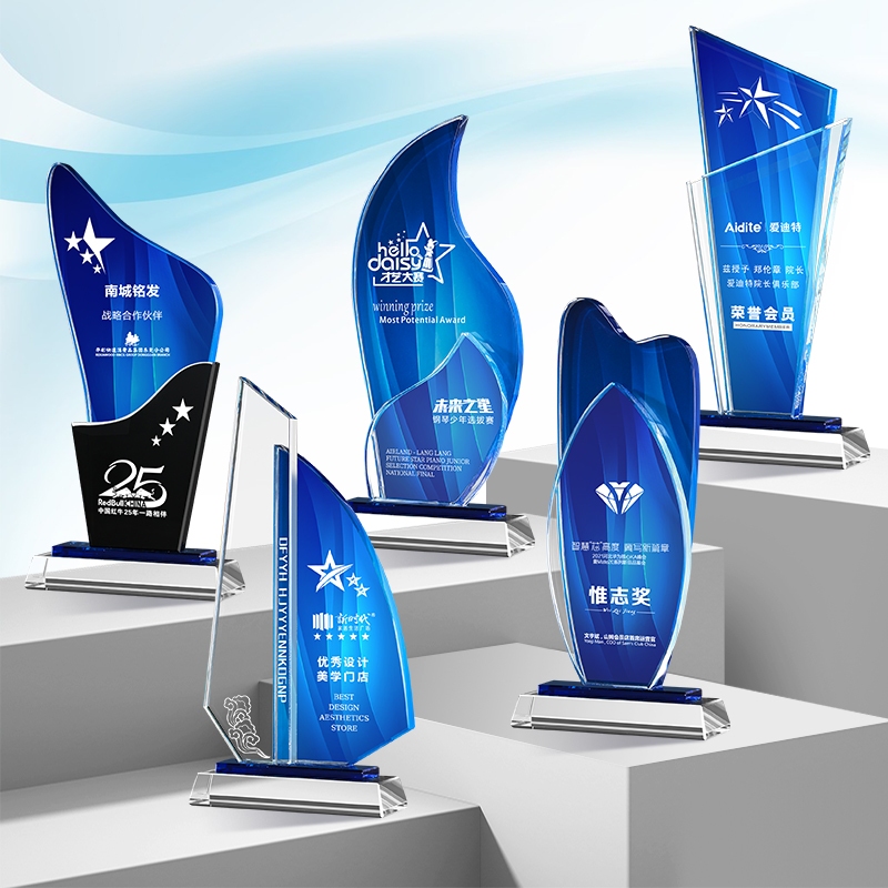 Crystal trophy custom made excellent employee medal souvenir high-end ...