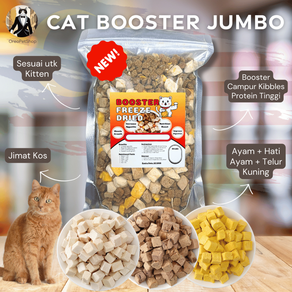 Booster Gemok Kucing Cat Booster Jumbo 500G Kibbles Jajan Mix Freeze ...