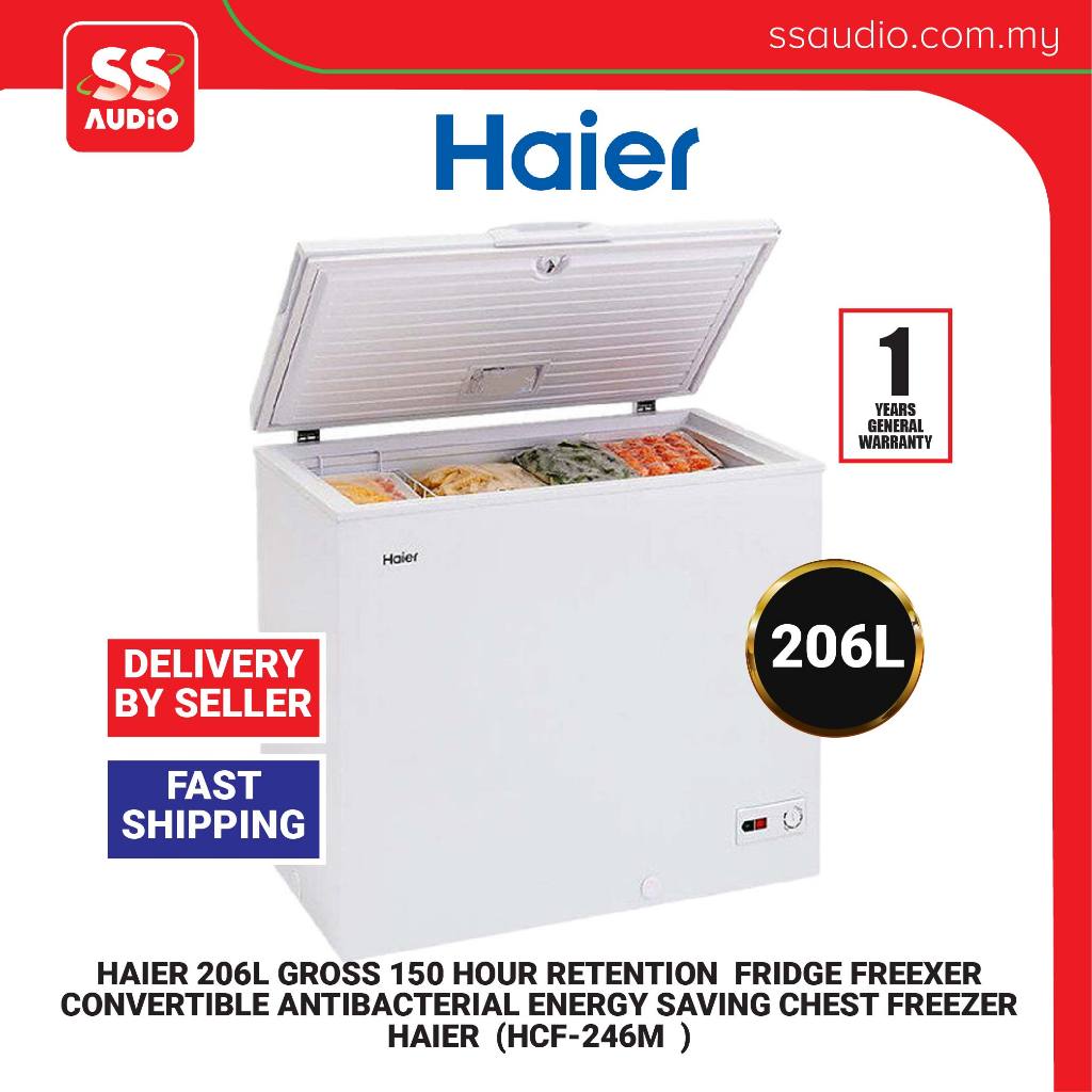HAIER HCF-246M 206L GROSS 150 HOUR RETENTION FRIDGE FREEXER CONVERTIBLE ANTIBACTERIAL ENERGY ...