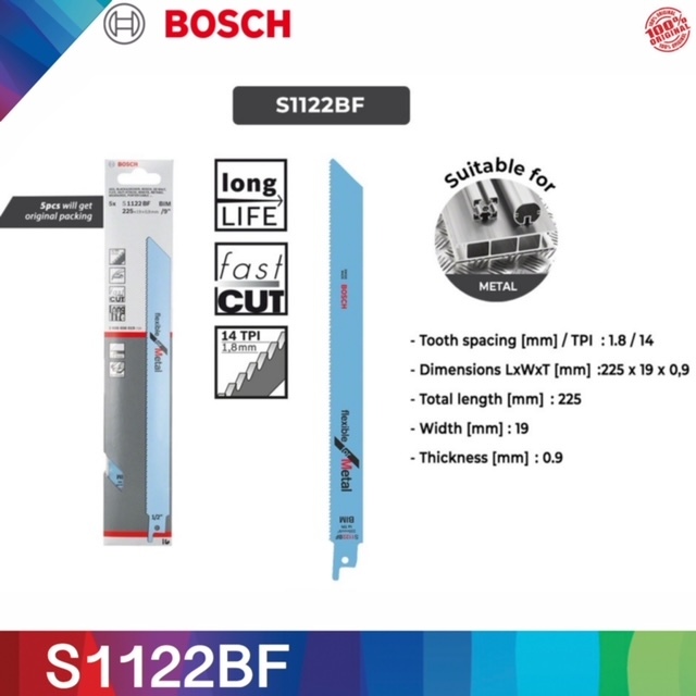 BOSCH S1122BF SABRE SAWBLADE (BF) 2 608 656 019 (1PACK/5PCS) | Shopee ...