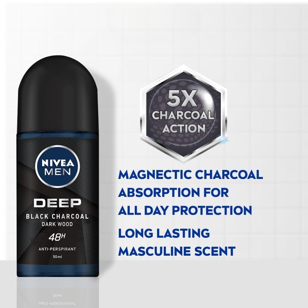NIVEA MEN Deodorant Male Cool Kick Extra Dry/Deep Black Charcoal/Black ...