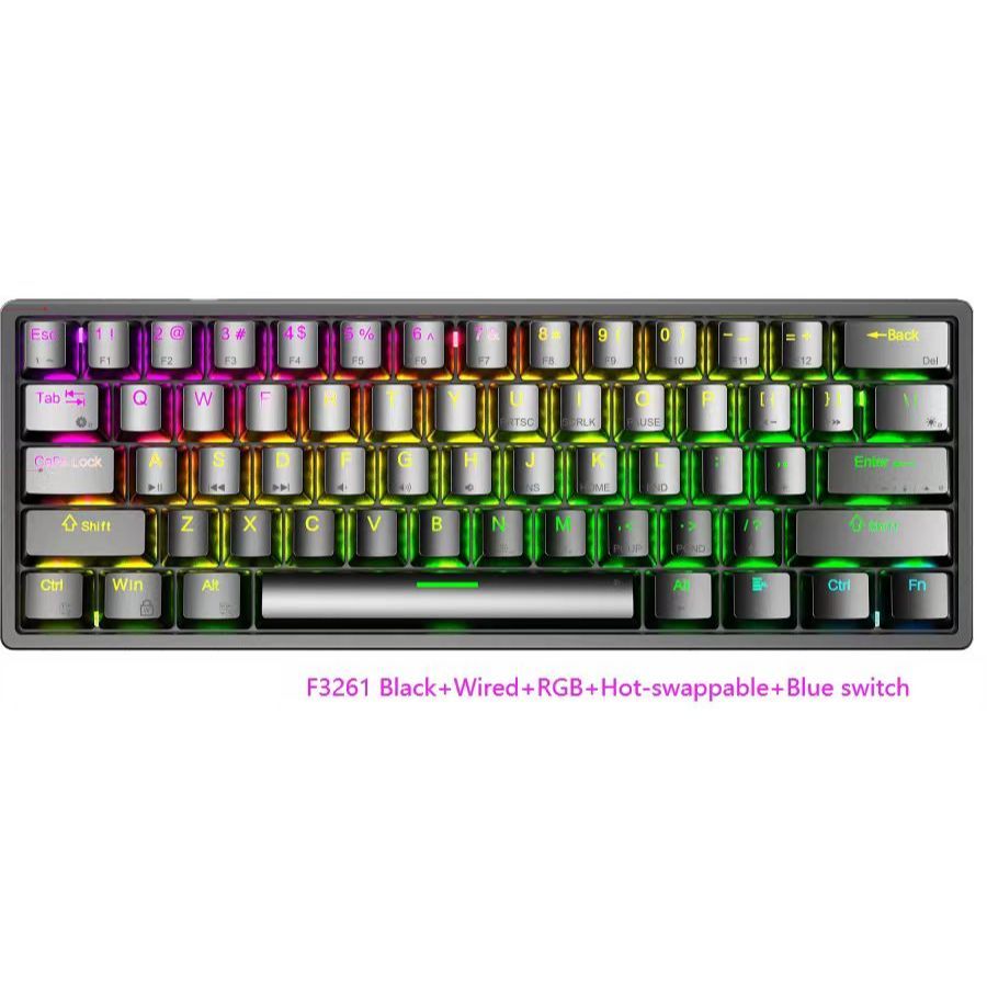 AULA F3261 Mechanical Gaming Keyboard 61 Keys Compact Hot Swappable RGB ...