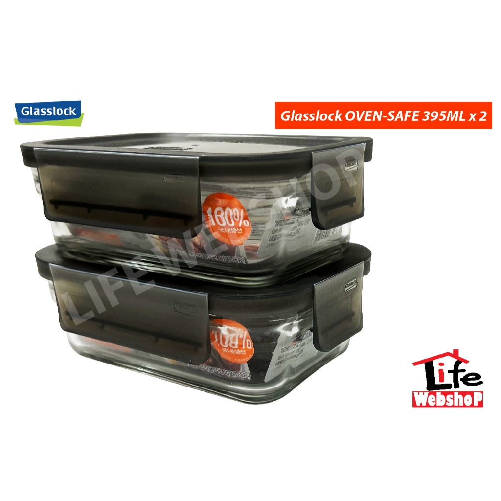 Glasslock Container 390ml x 2 Oven Safe | Shopee Malaysia