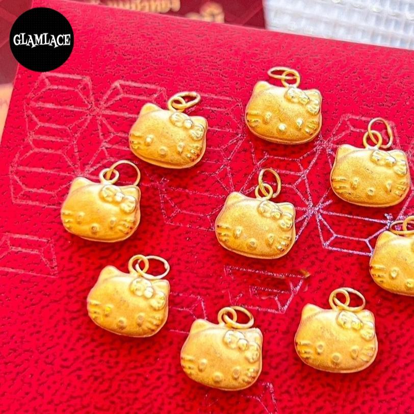 Original Loket Hello Kitty Cat Pendant 965 Gold Loket Hello Kitty Emas ...
