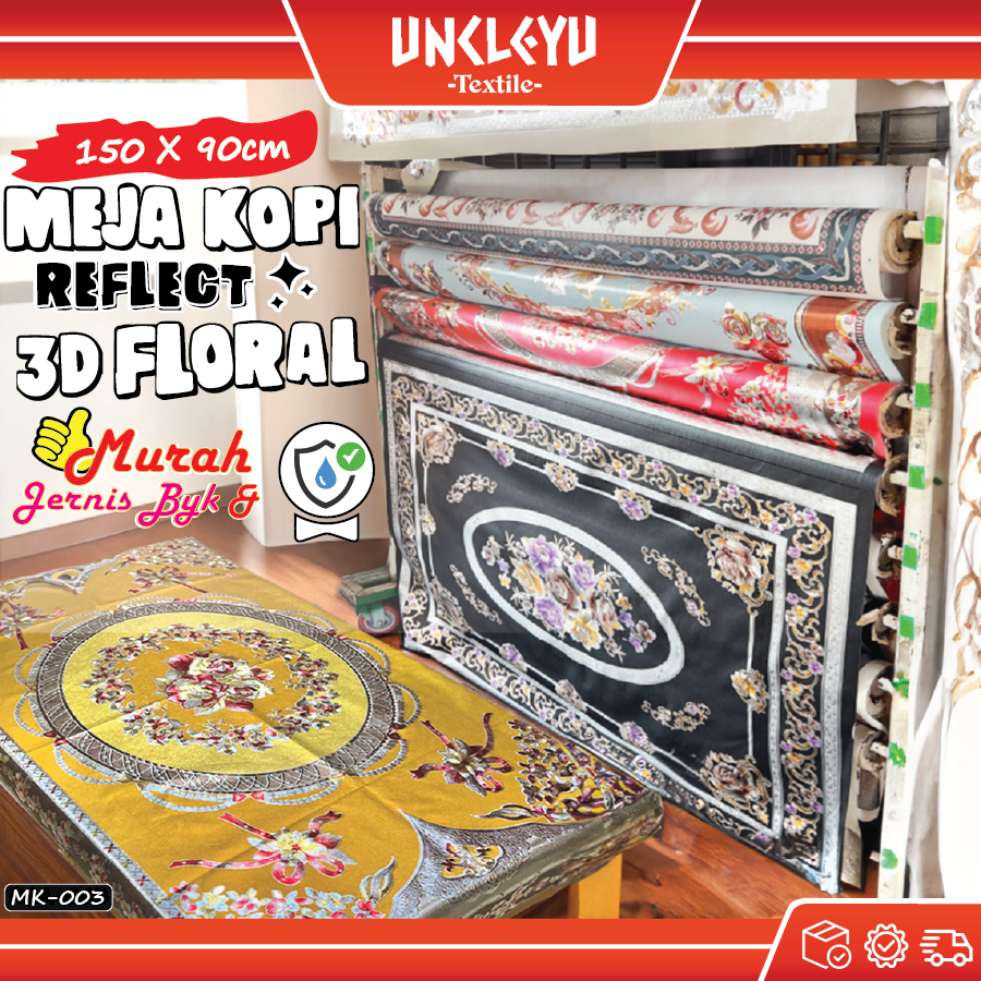 Alas Meja Kopi Polyster PVC/Corak Bunga Eksklusif/Byk Pilihan/Lapik ...