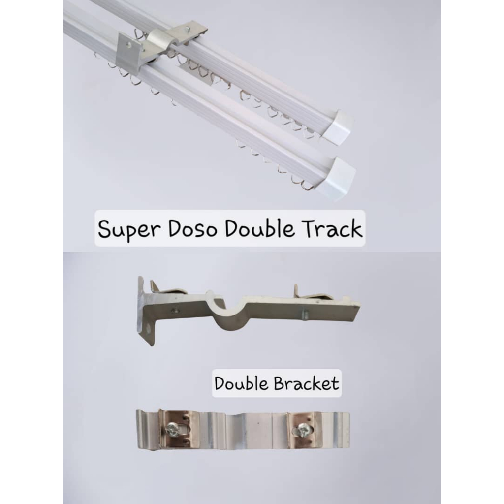 Super Doso Double Curtain Rail -With Bracket(WHITE) | Shopee Malaysia