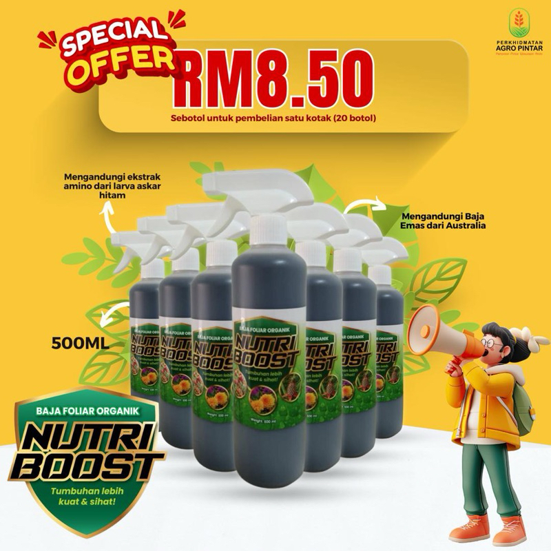 NutriBoost Baja Foliar Organik Siap Bancuh [1 Kotak 20 Botol 500ml ...