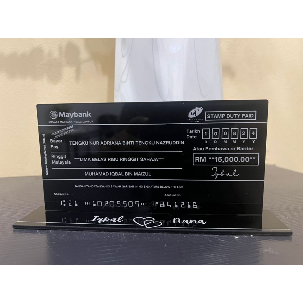 [SIAP 2 HARI] Mock Cheque + Tapak | Replica Cek Hantaran Perkahwinan ...