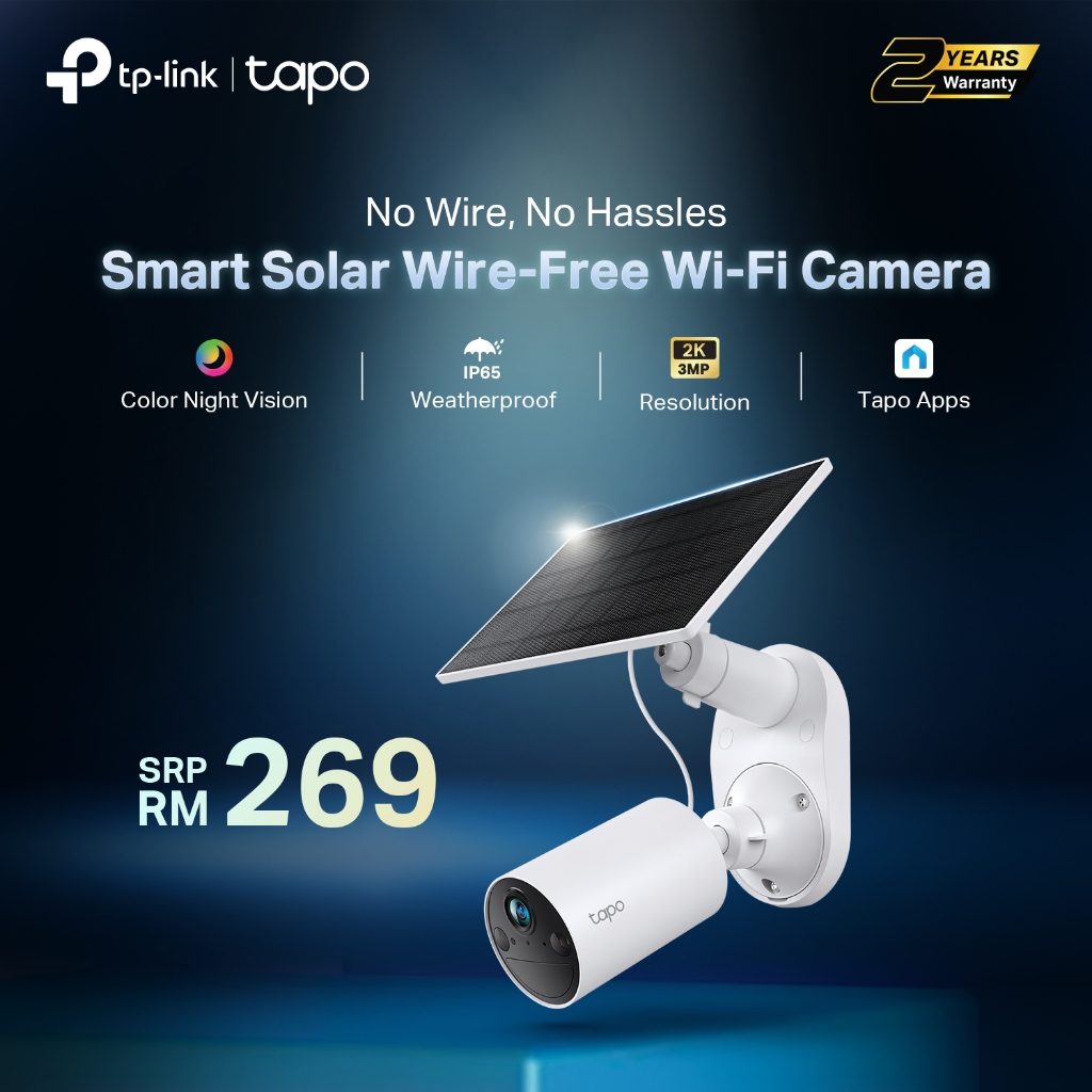 TP-Link Tapo C410 Kit 2K 3MP Wire Free Solar Powered CCTV Camera Color ...