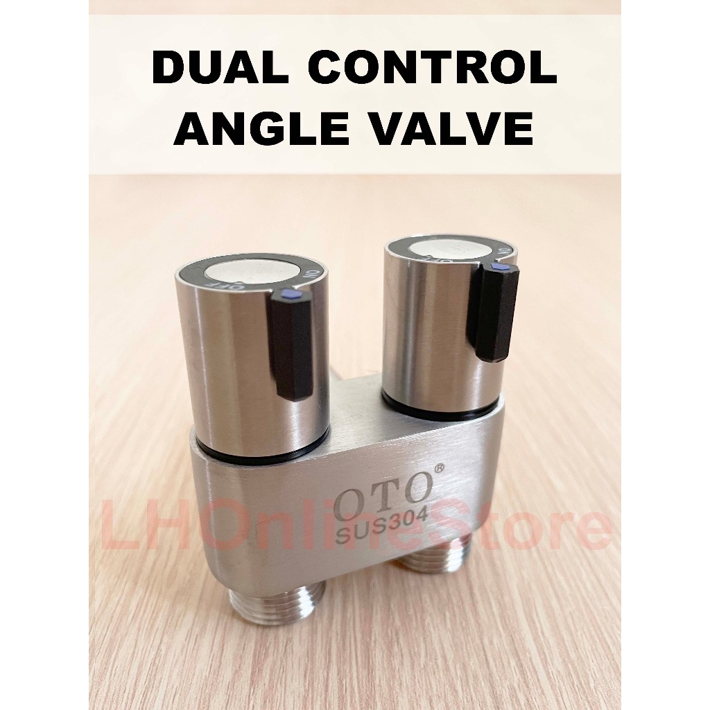 S/Steel 304-2 Way Tap/ Dual Control Angle Valve with 15mm Thread (1/2 ...