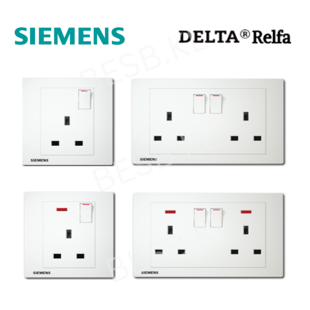 Siemens Delta Relfa 13A 1/2 Gang SP Switched Socket with Indicator Neon ...