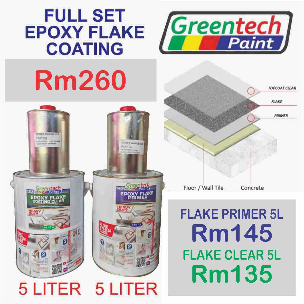 5L Flake PRIMER AND CLEAR Epoxy Coating Set Toilet,Kitchen Floor Tile ...