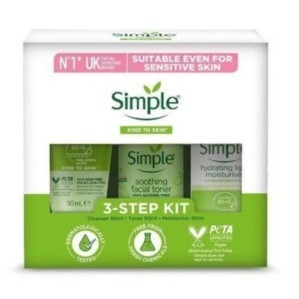 Simple 3 Step Travel Starter Kit Set - Cleanser 50ml + Toner 50ml ...
