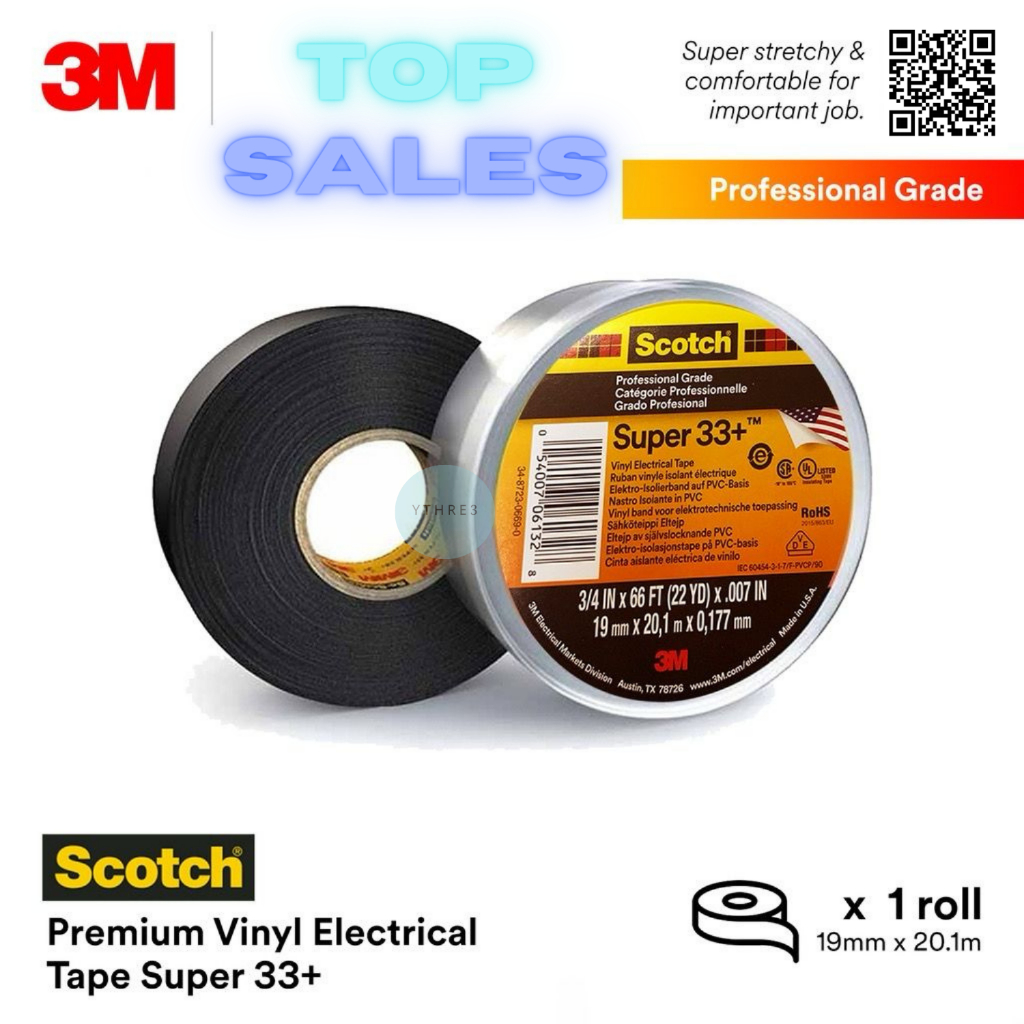 3M Scotch® Super 33+™ Vinyl Electrical Tape - Black 100% Original | Shopee Malaysia